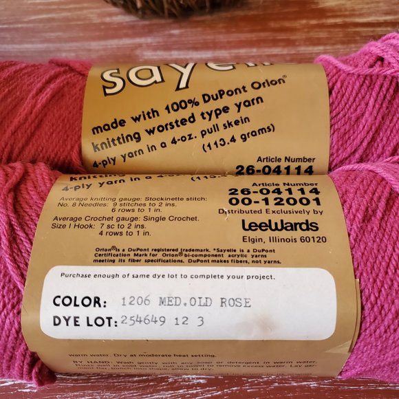 Leewards | Office | Leewards Orlon Sayelle Yarn Med Old Rose 4oz Bundle ...